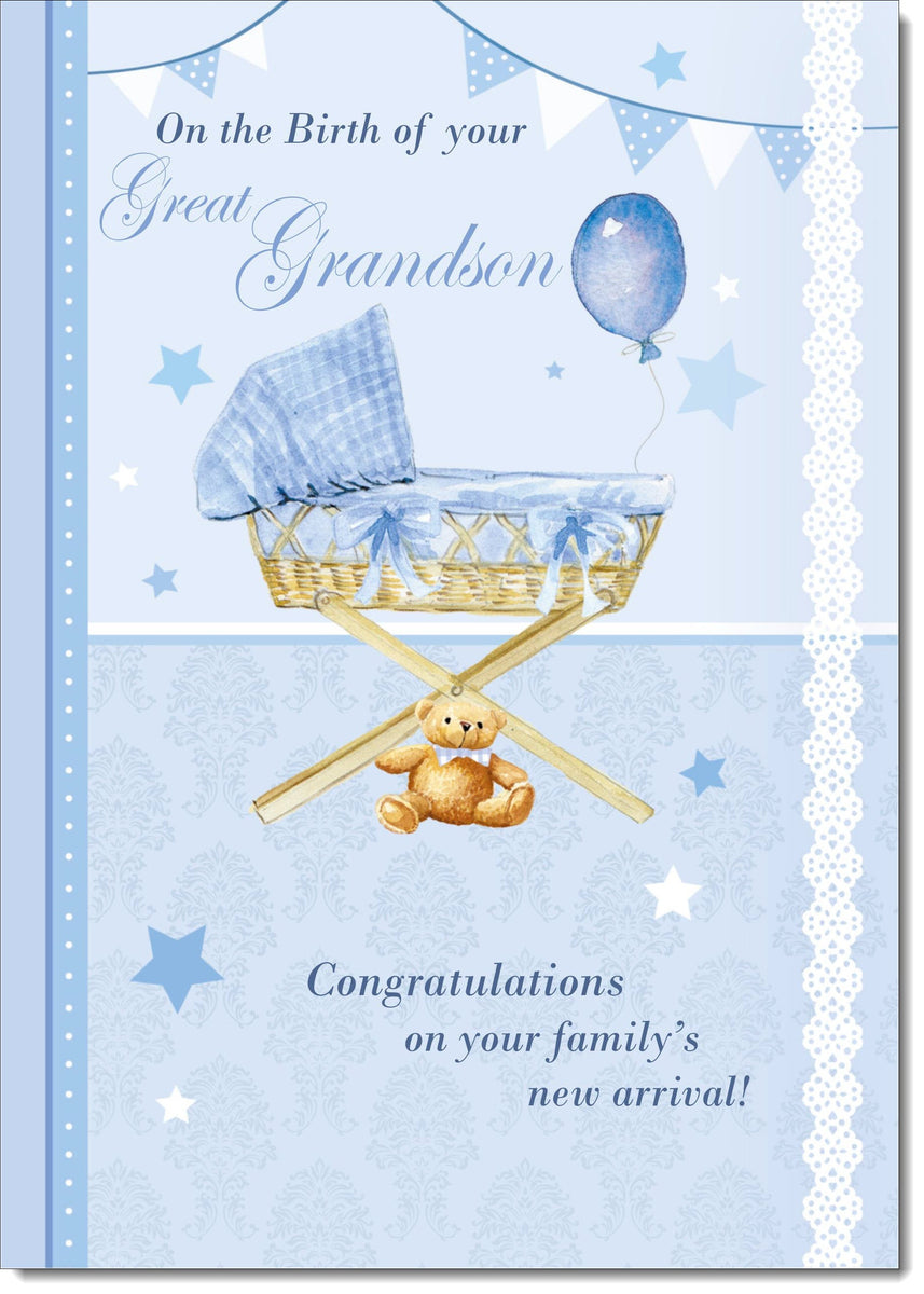 On The Birth Of Your Great Grandson New Baby Boy Congratulations Card ...